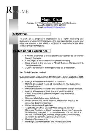 Majid Khan Resume | DOC
