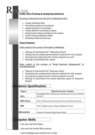 Majid Khan Resume | DOC | Business Administration | Business