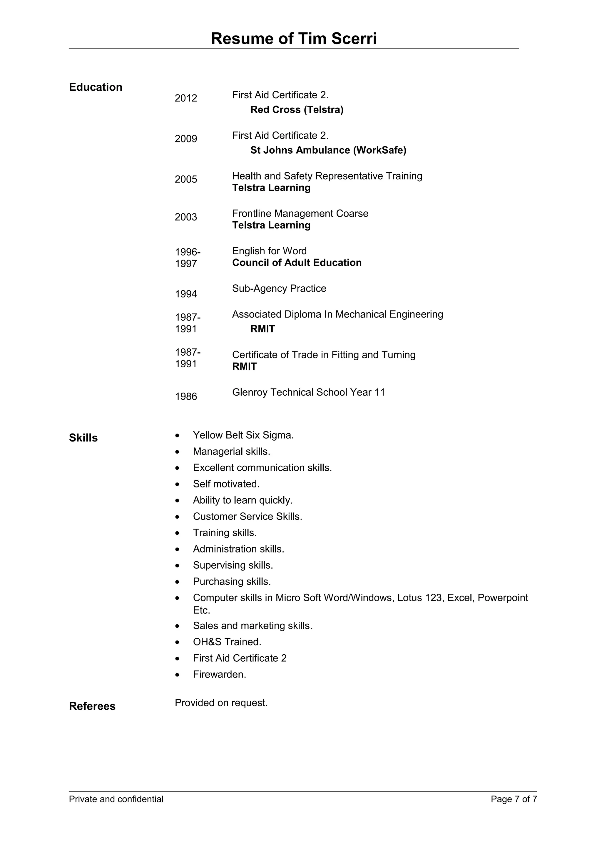 Timothy Scerri Resume | DOC