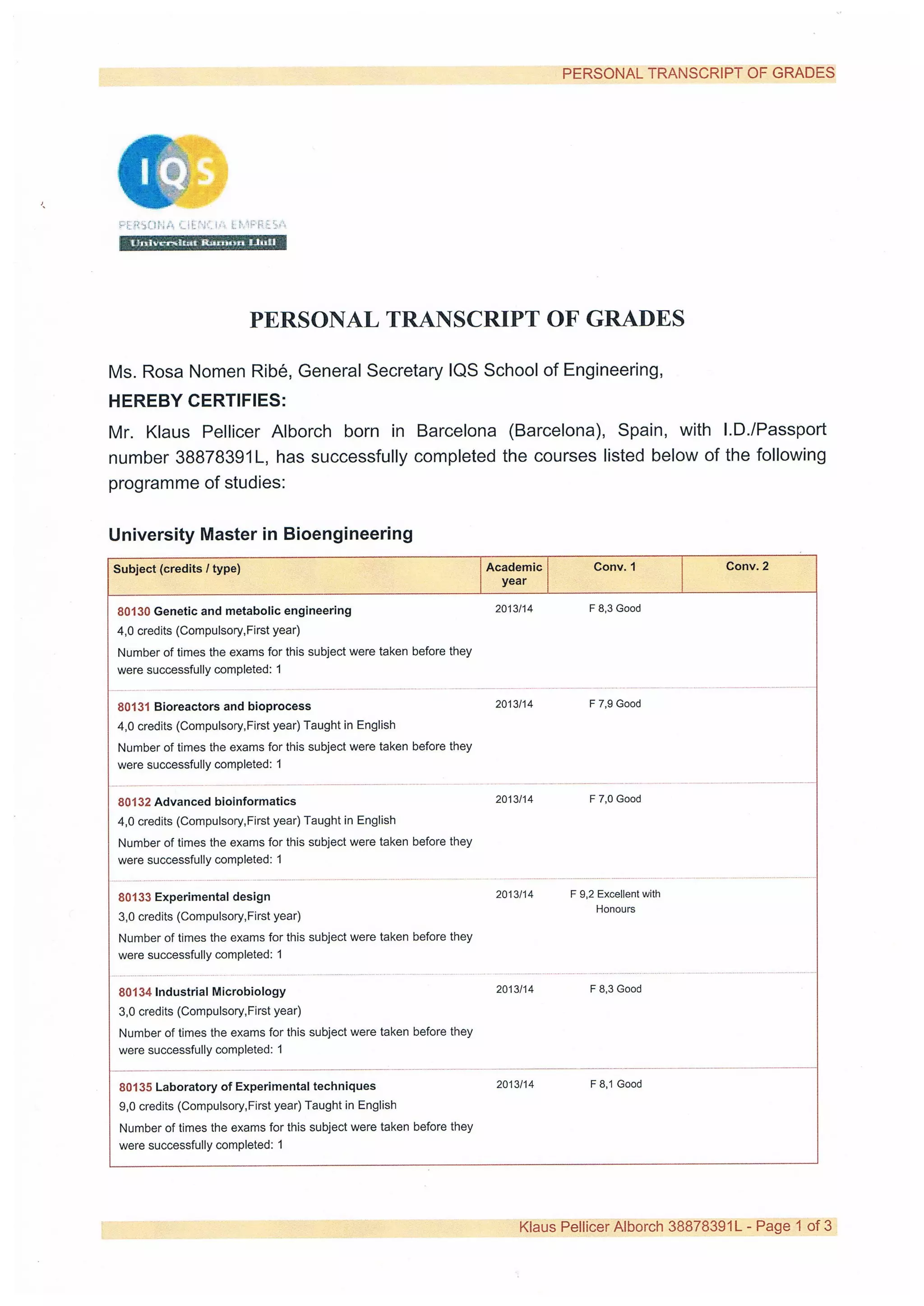 University Master in Bioengineering | PDF