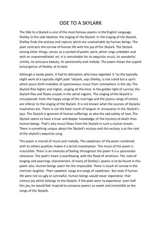 711 ode to a skylark | DOCX | Birds | Pets