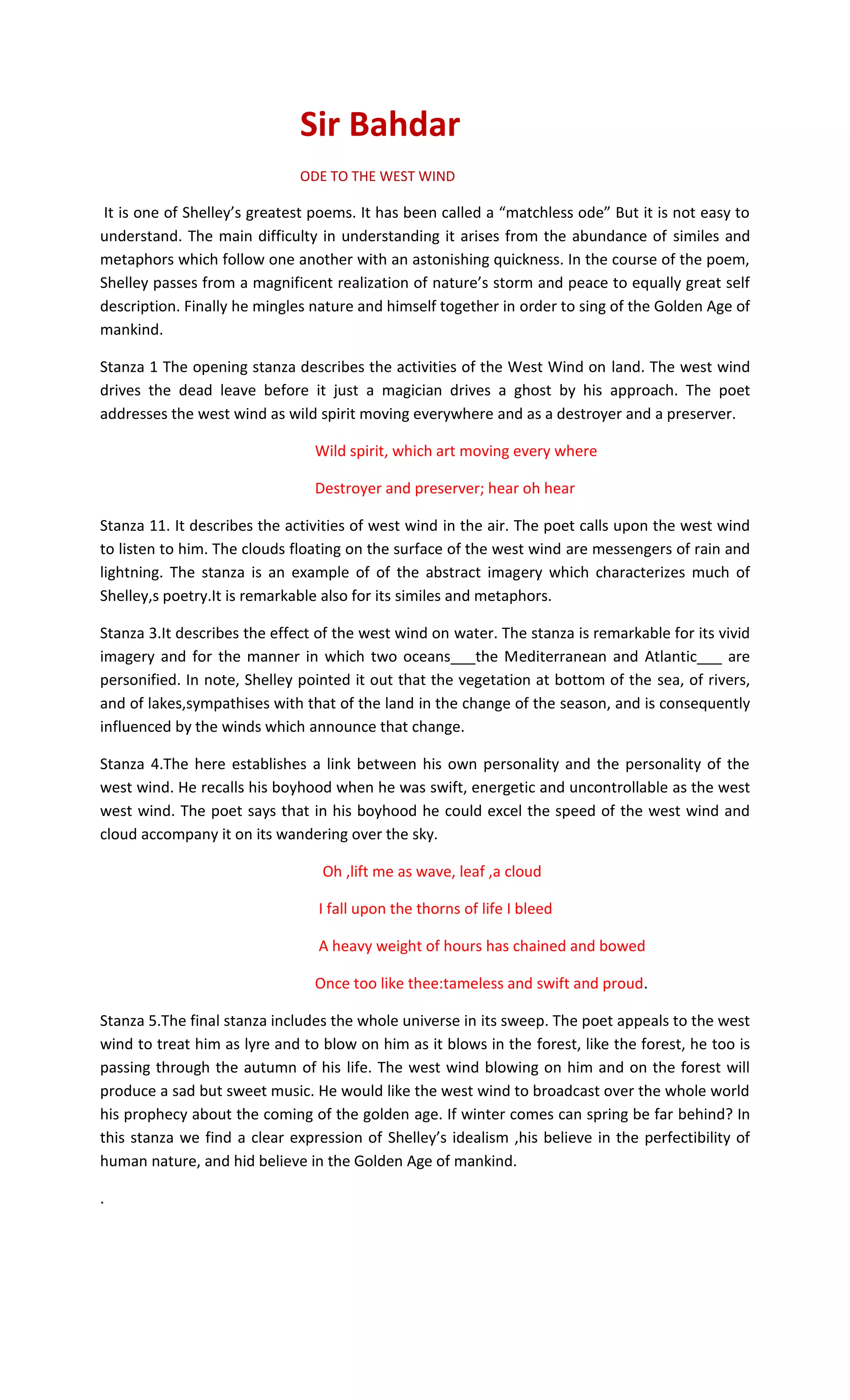 711 ode to the west wind | PDF
