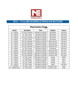 schedule of regular batches | PDF
