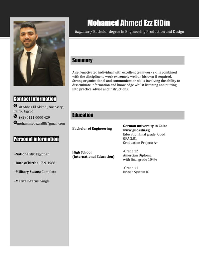 Mohamed Ezz CV | PDF
