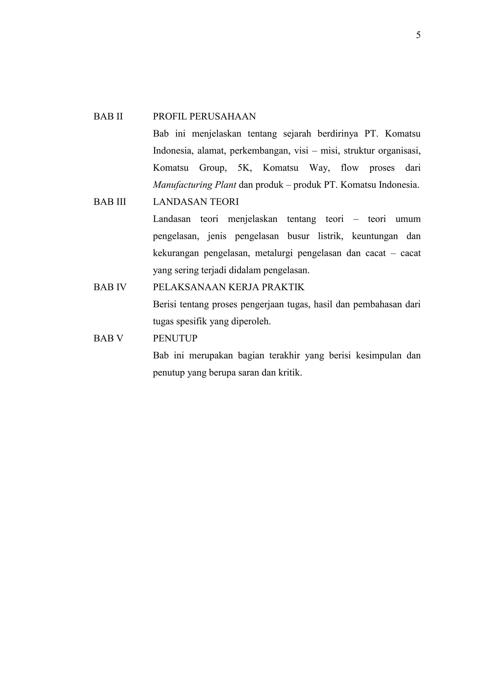 Laporan Kerja Praktik Komatsu Indonesia oleh Muhammad Akmal | PDF