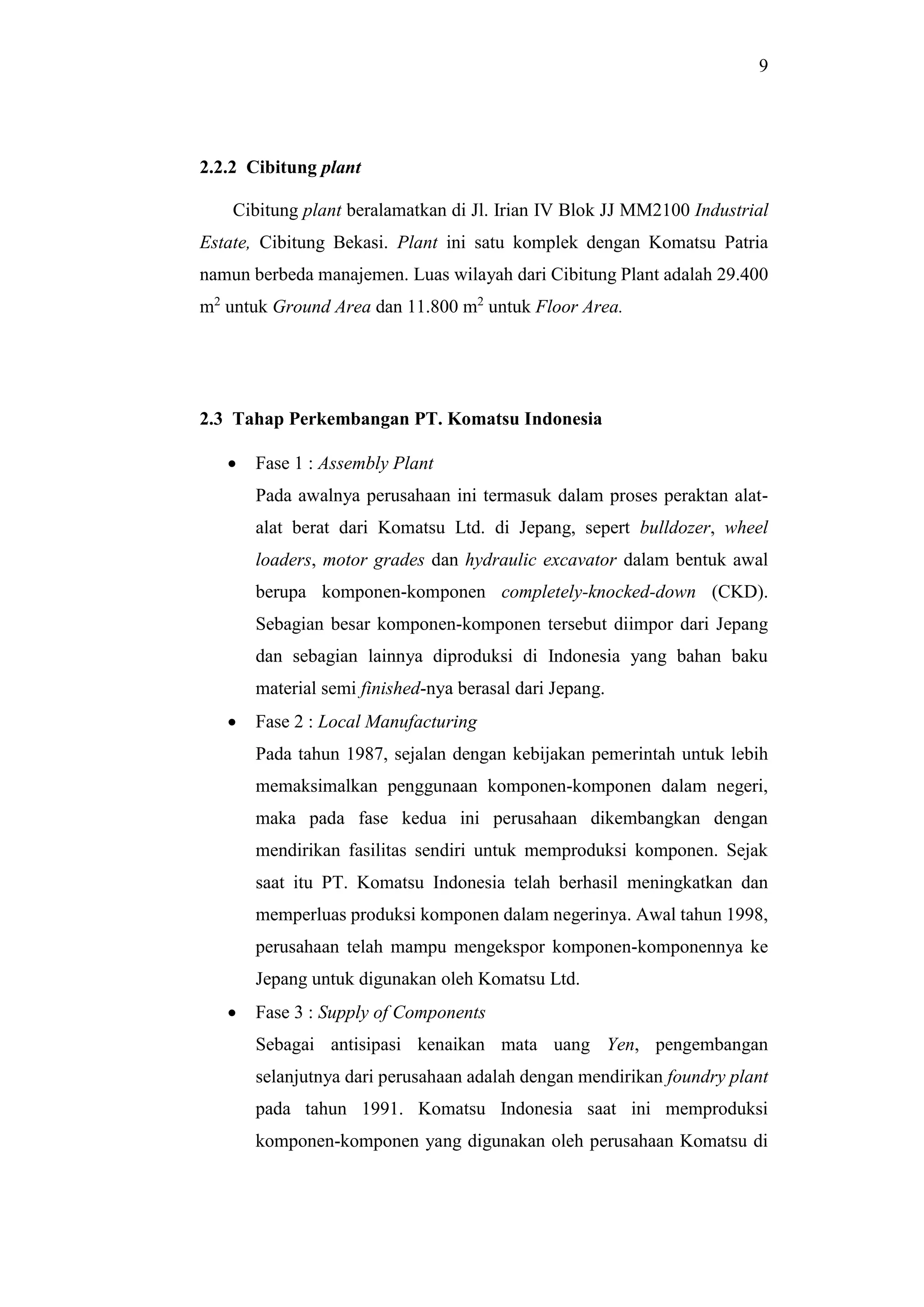 Laporan Kerja Praktik Komatsu Indonesia oleh Muhammad Akmal | PDF
