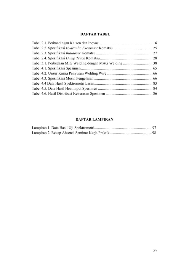Laporan Kerja Praktik Komatsu Indonesia oleh Muhammad Akmal | PDF