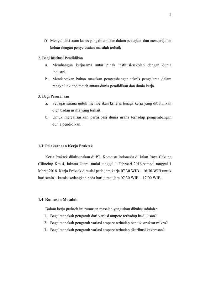 Laporan Kerja Praktik Komatsu Indonesia oleh Muhammad Akmal | PDF