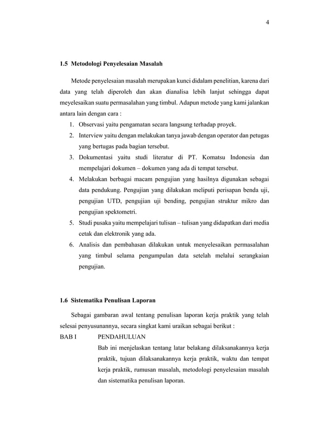 Laporan Kerja Praktik Komatsu Indonesia oleh Muhammad Akmal | PDF