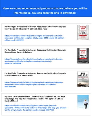 Phr Phri And Sphr Sphri Human Resources Certification Complete Study ...