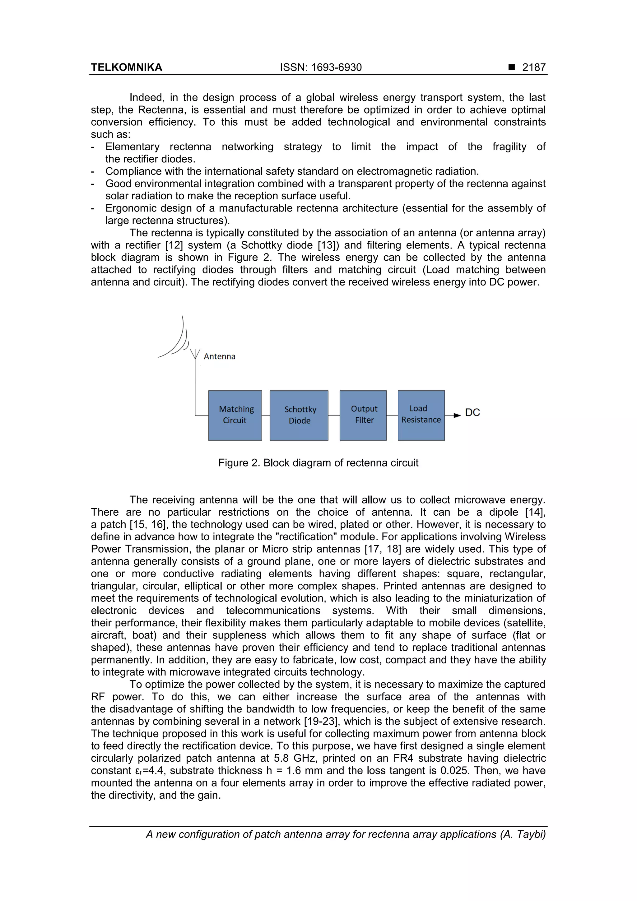 A new configuration of patch antenna array for rectenna array ...