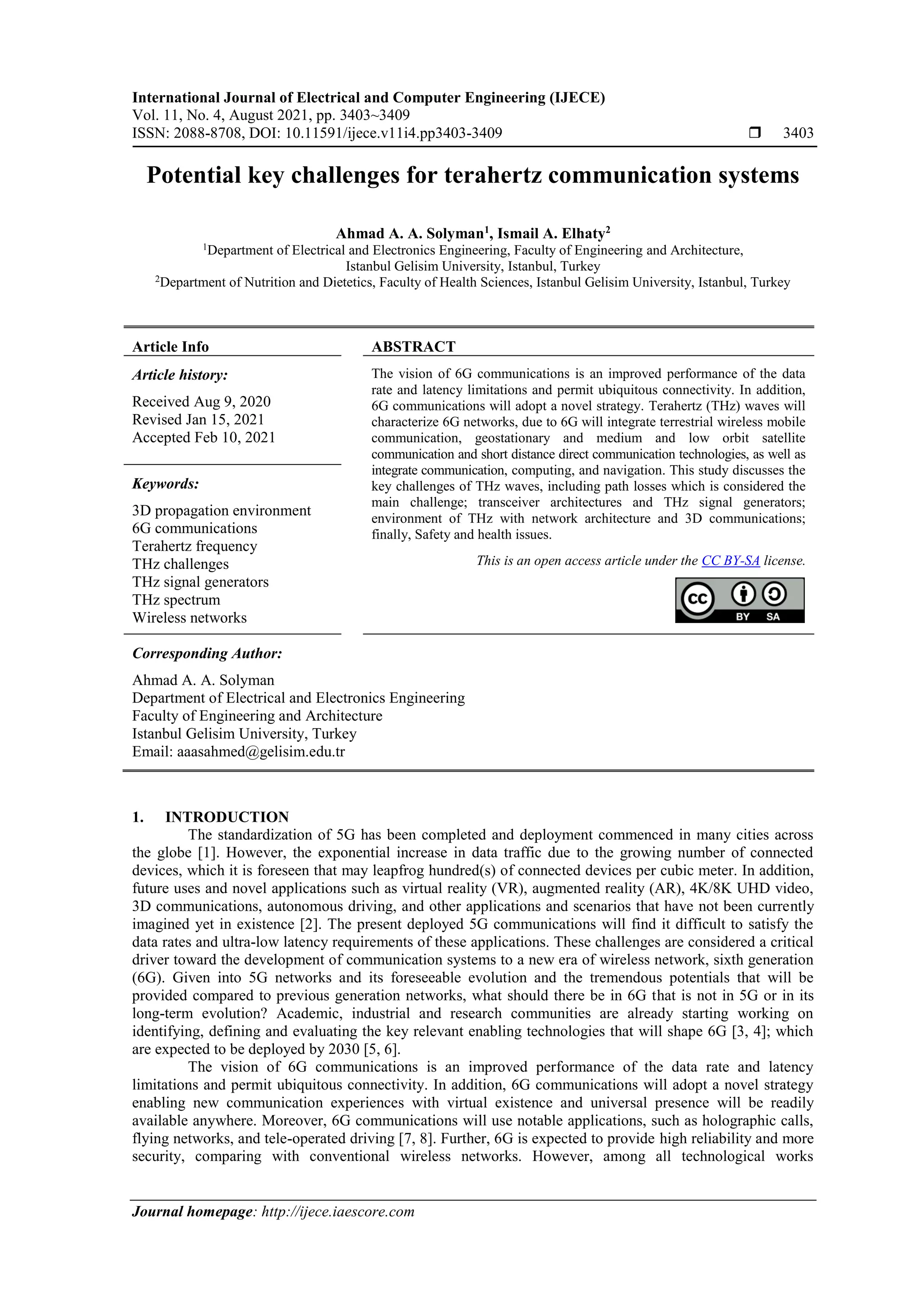 Potential key challenges for terahertz communication systems | PDF | Computer Networking | Computing