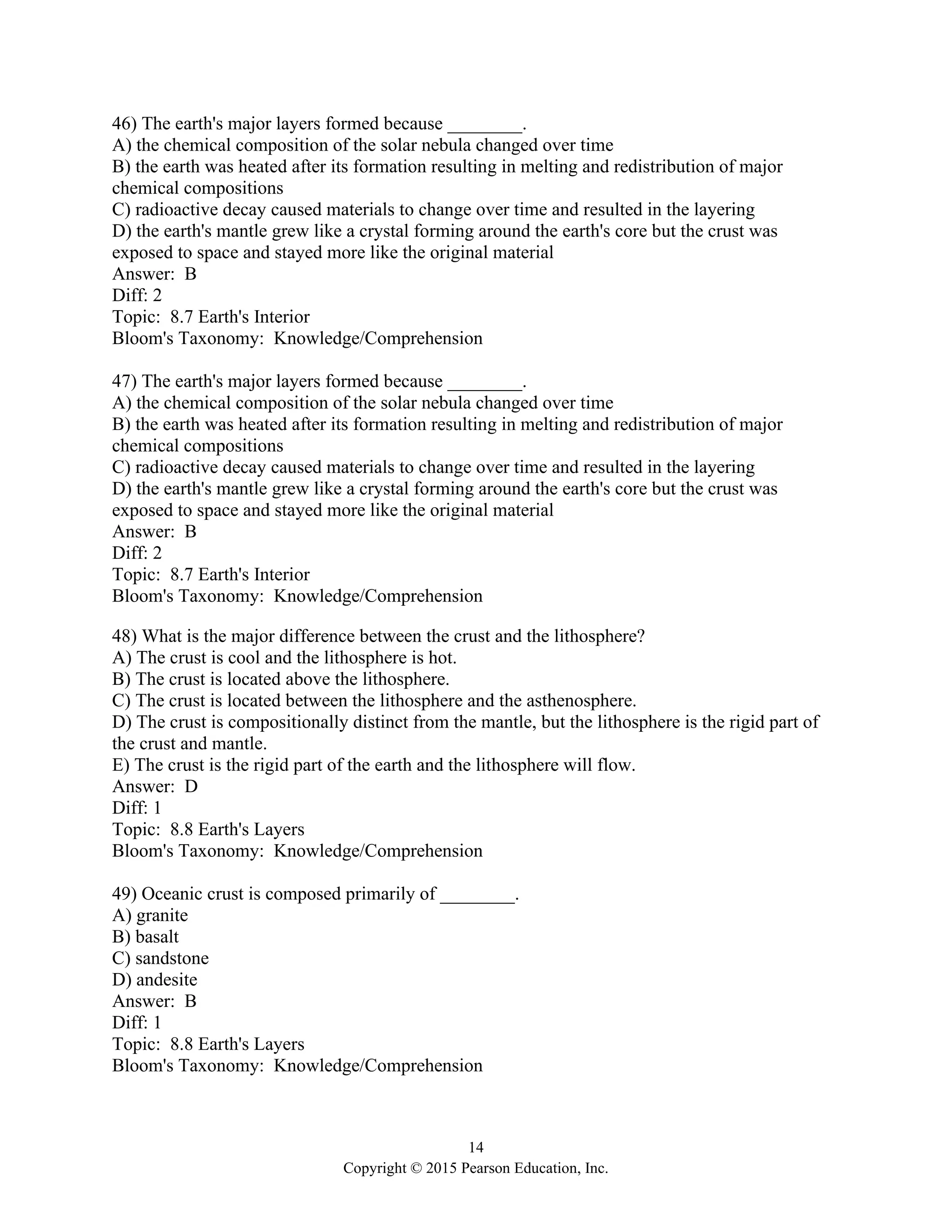 Earth Science 14th Edition Tarbuck Test Bank | PDF