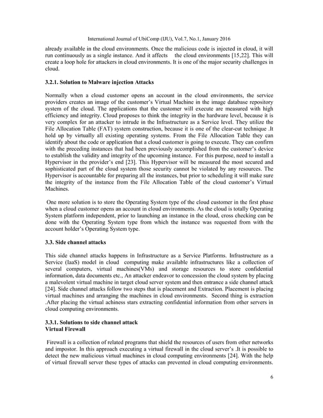 SECURITY ATTACK ISSUES AND MITIGATION TECHNIQUES IN CLOUD COMPUTING ENVIRONMENTS | PDF