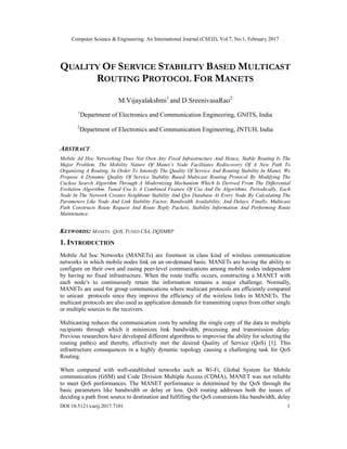 Quality of Service Stability Based Multicast Routing Protocol for MANETs | PDF