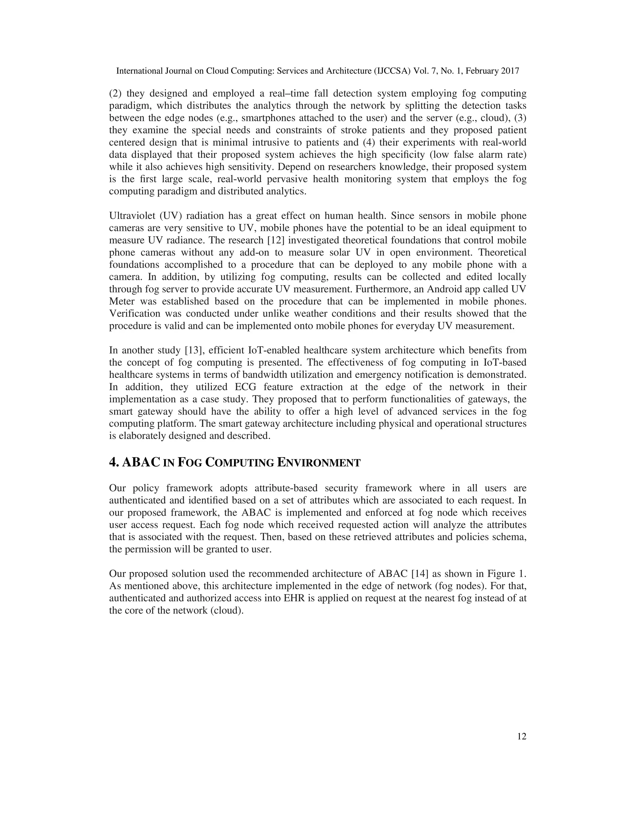 ATTRIBUTE-BASED ACCESS CONTROL (ABAC) FOR HER IN FOG COMPUTING ENVIRONMENT | PDF