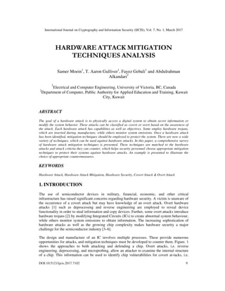 HARDWARE ATTACK MITIGATION TECHNIQUES ANALYSIS | PDF | Information and Network Security | Computing