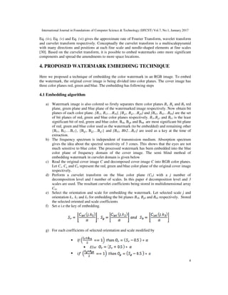A SEMI-BLIND WATERMARKING SCHEME FOR RGB IMAGE USING CURVELET TRANSFORM | PDF
