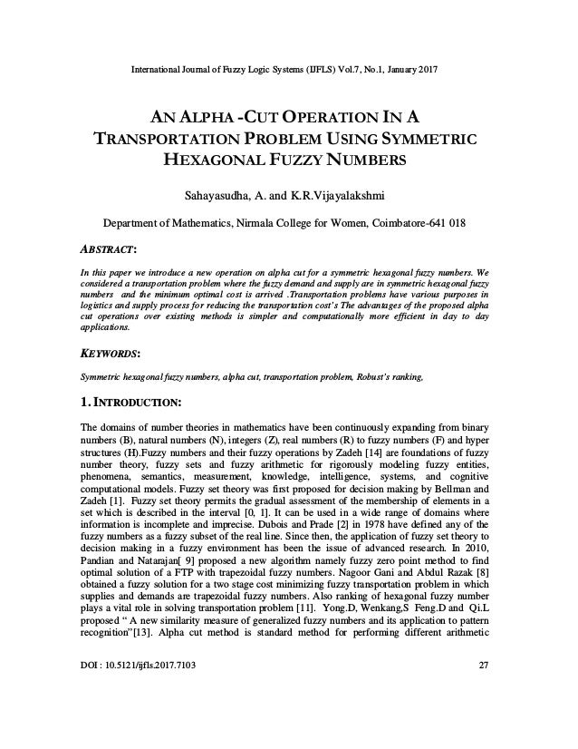 An Alpha Cut Operation In A Transportation Problem Using Symmetric H