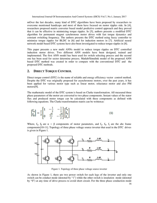 Speed And Torque Control Of An Induction Motor With Ann Based Dtc Pdf