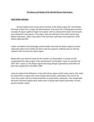The History and Design of the Rotary Style Engine | DOCX
