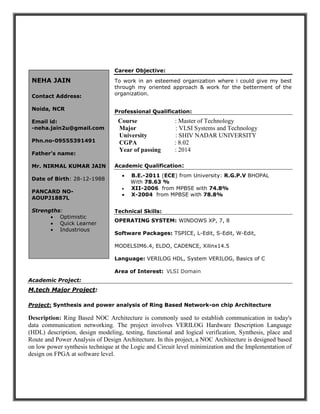 NEHA JAIN_RESUME | PDF | Computer Software and Applications | Computing