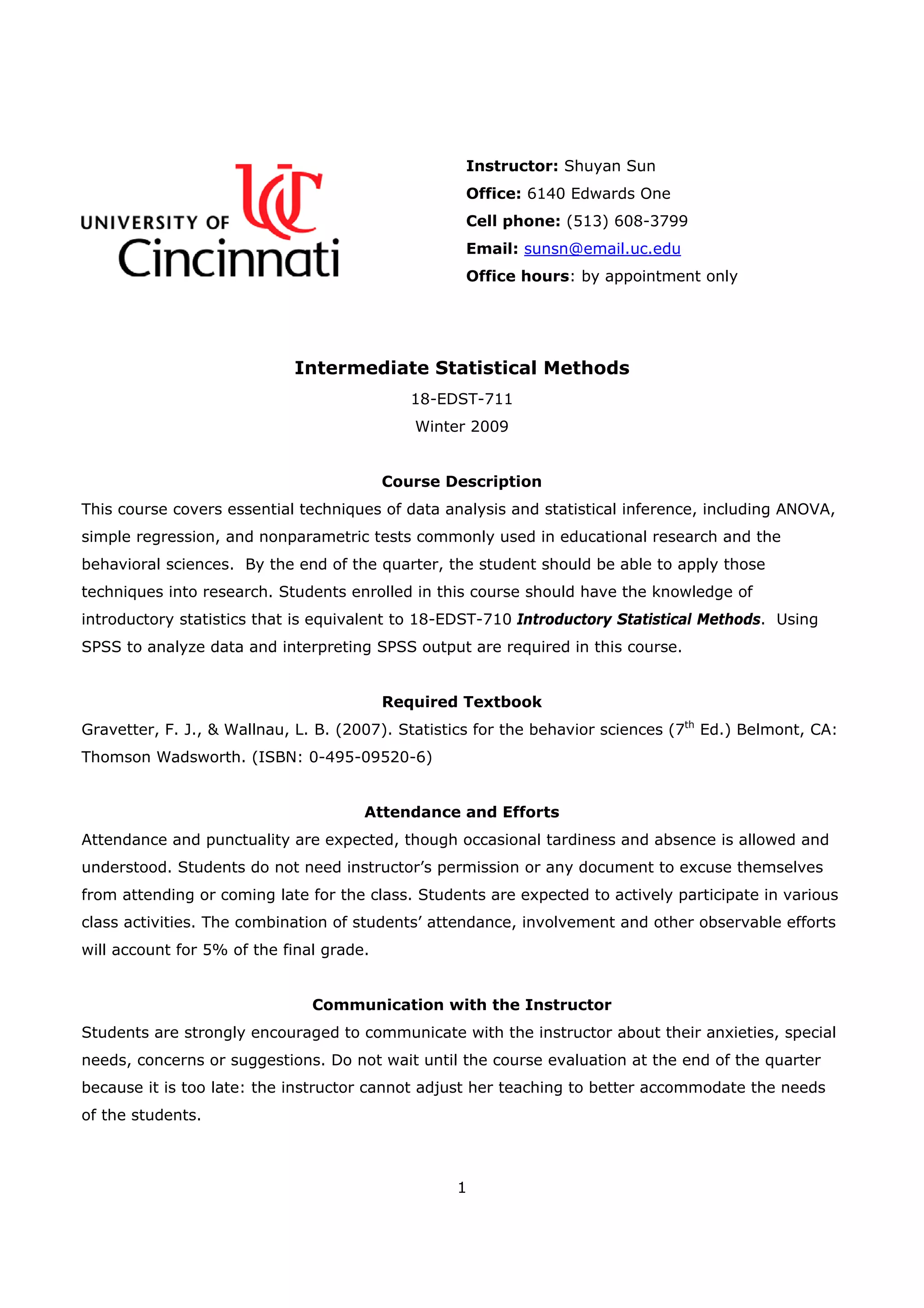 EDST711 Intermediate Statistics | PDF