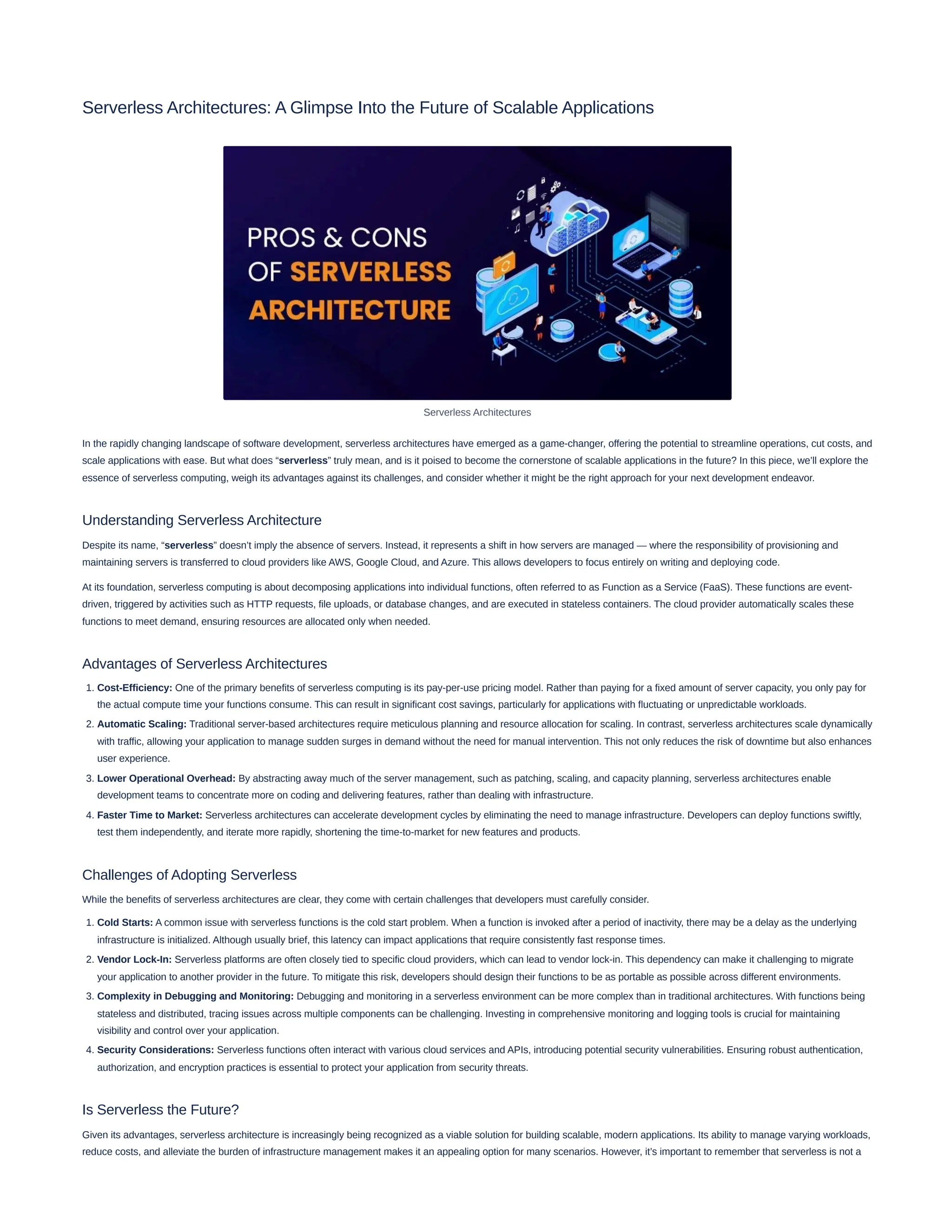Serverless Architectures: A Glimpse Into the Future of Scalable Applications | PDF