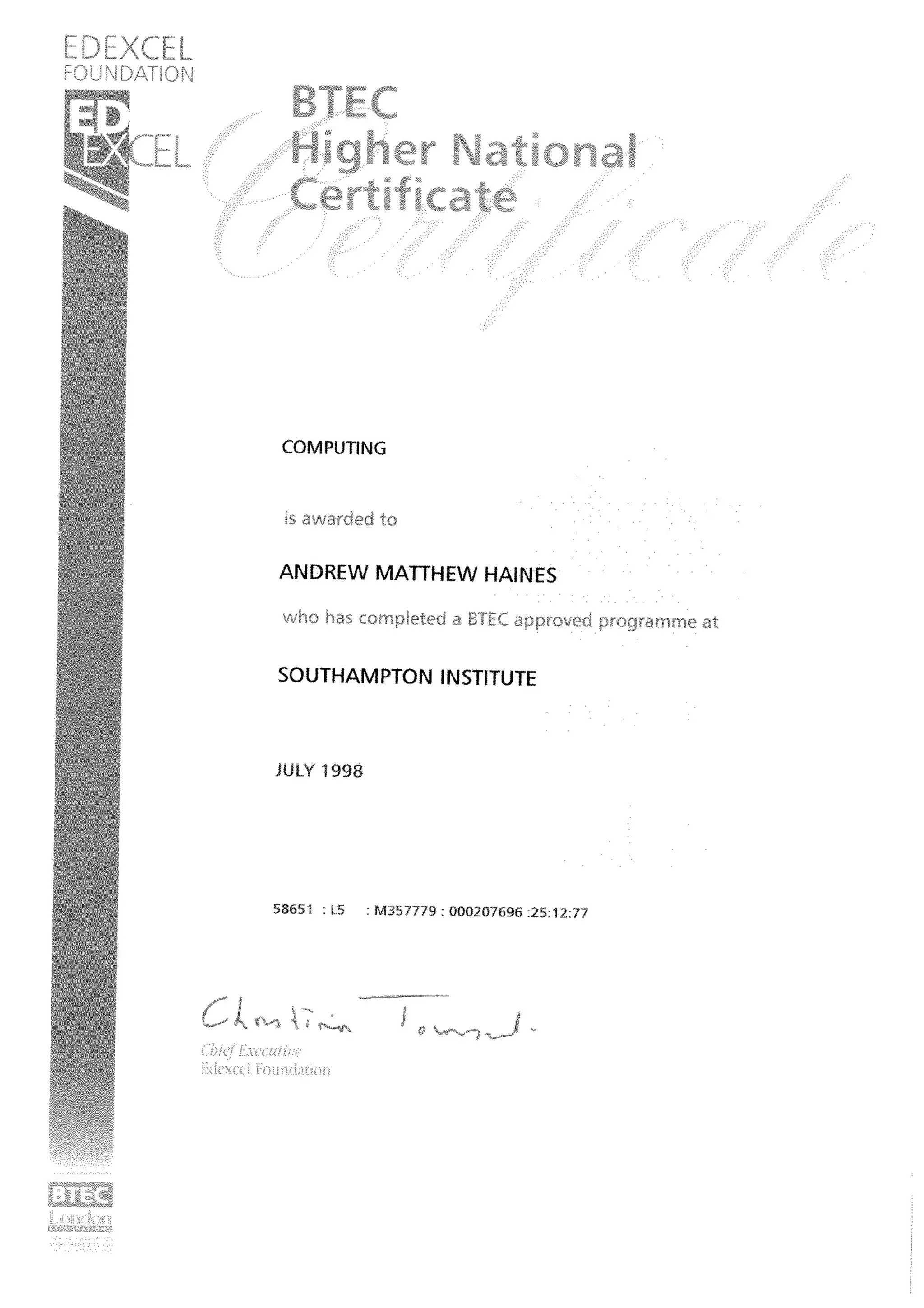HNC Certificate | PDF