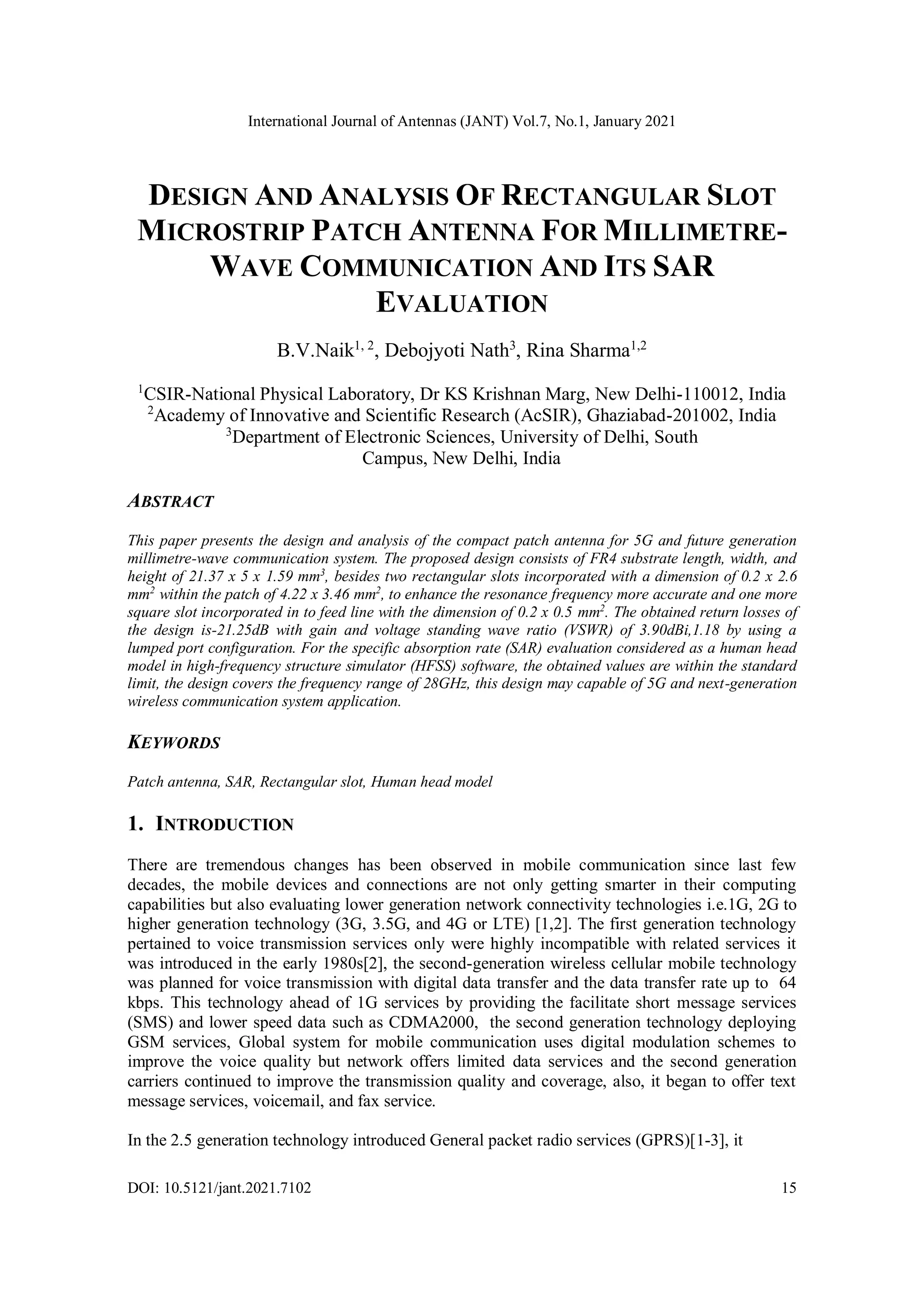 DESIGN AND ANALYSIS OF RECTANGULAR SLOT MICROSTRIP PATCH ANTENNA FOR ...