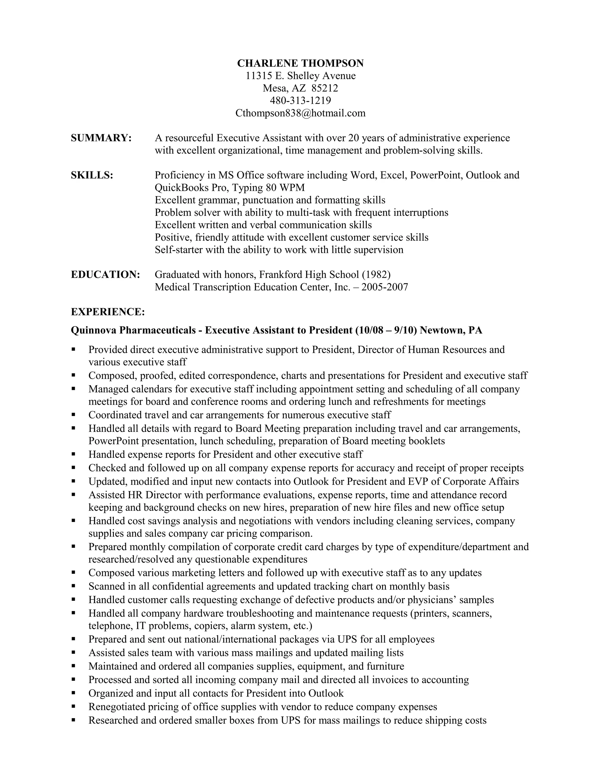 Charlene Thompson-Resume | DOC