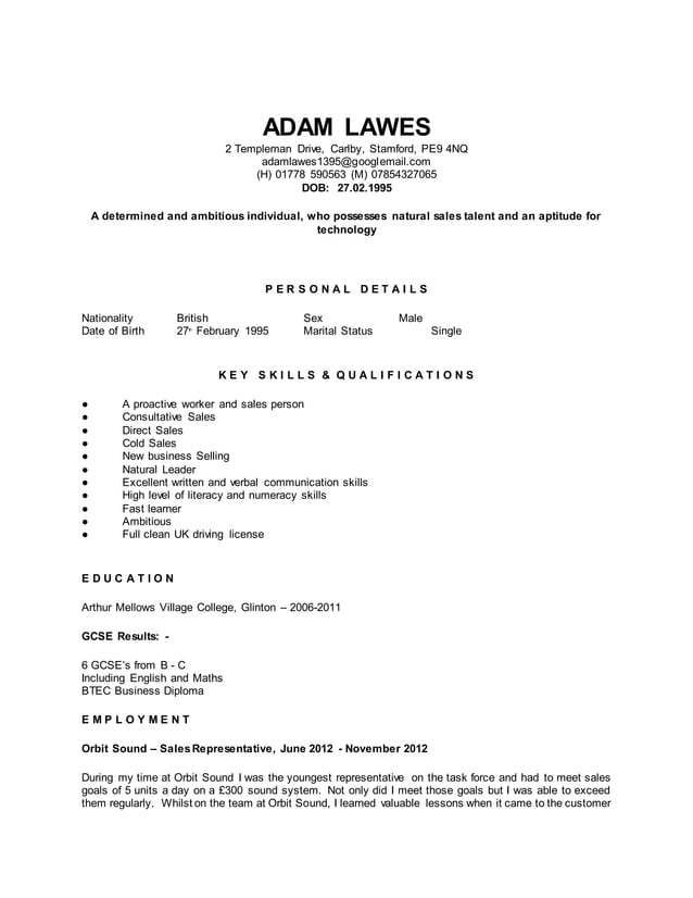 ADAM LAWES CV 17 | PDF