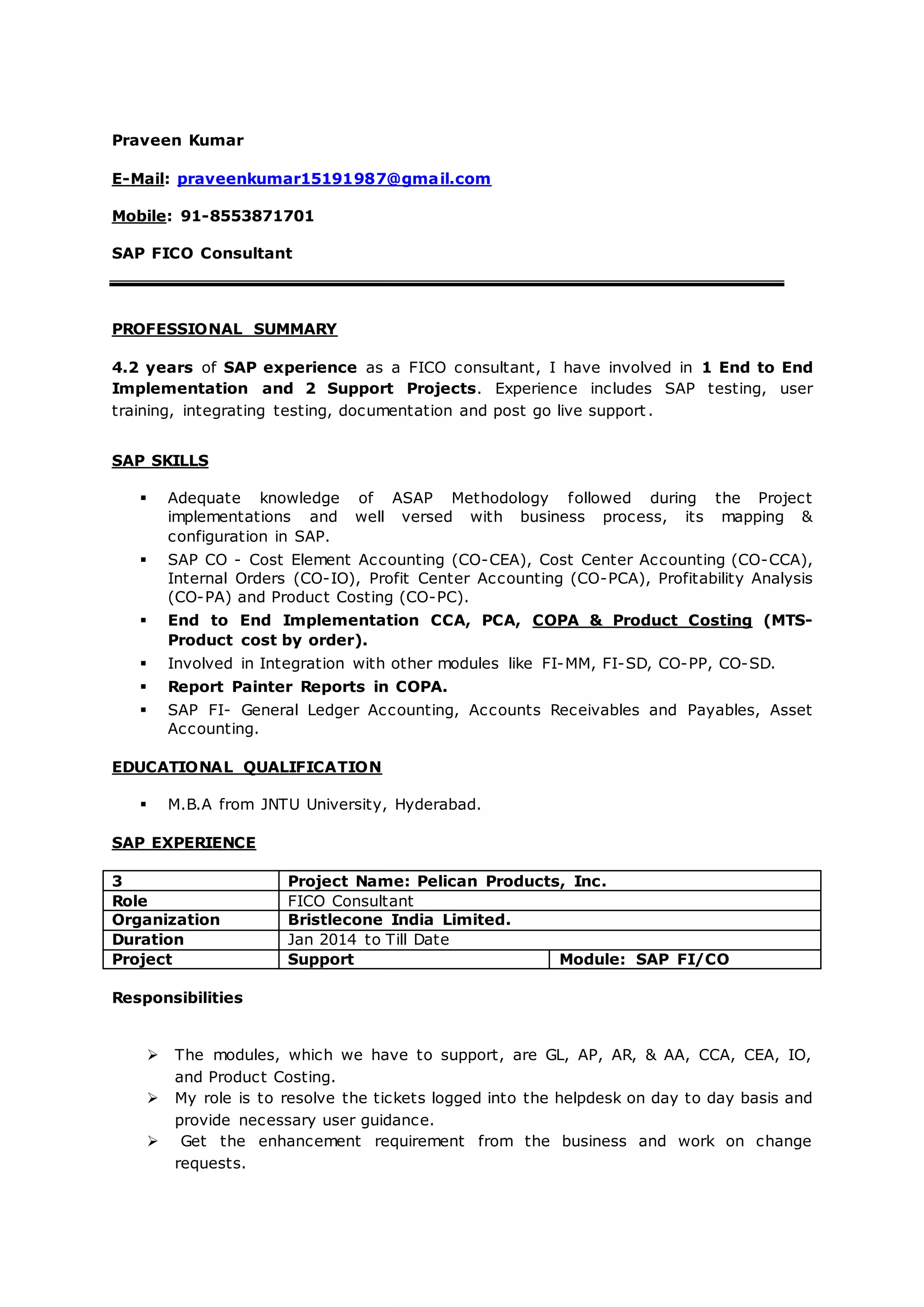 Praveen Resume | DOCX
