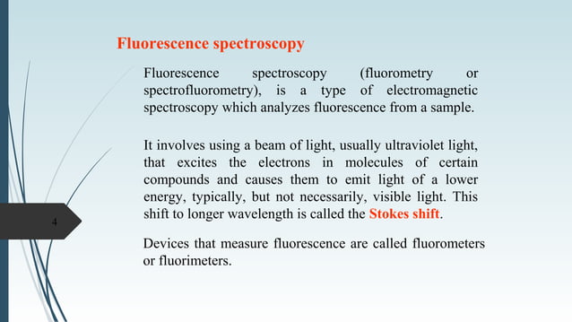 fluroscence spectroscopy | PPT | Chemistry | Science