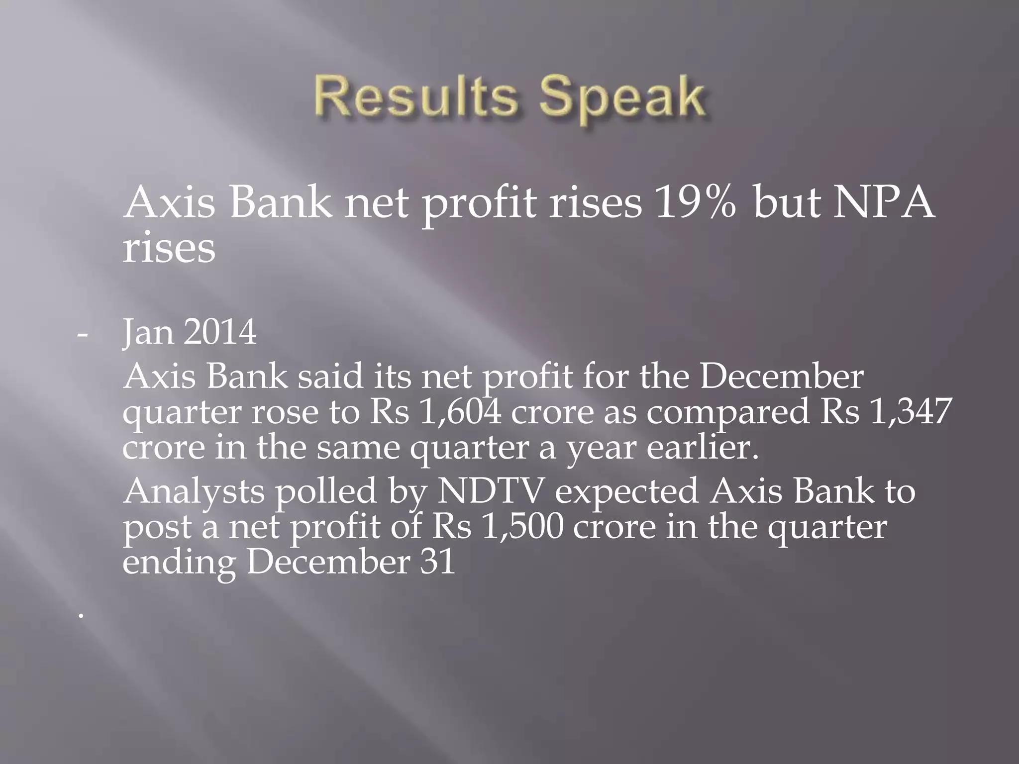 NPA – Axis Bank | PPTX
