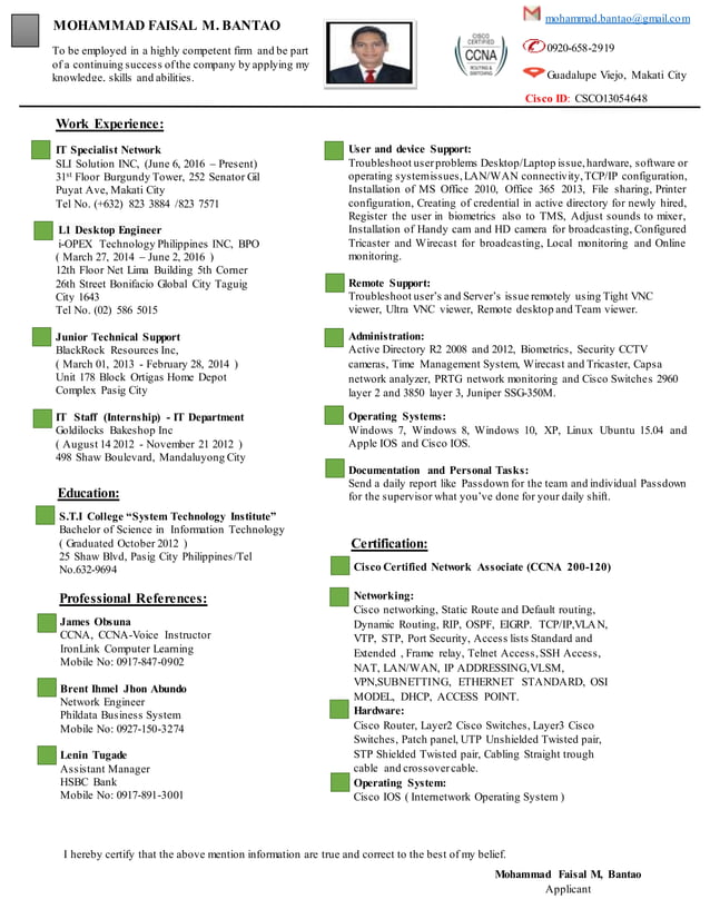 Bantao, Mohammad Faisal M. | DOCX | Computer Networking | Computing