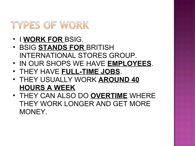 TYPES OF WORK | PPT