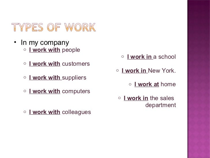 TYPES OF WORK