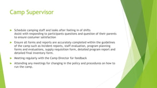 Camp Supervisor Document | PPTX