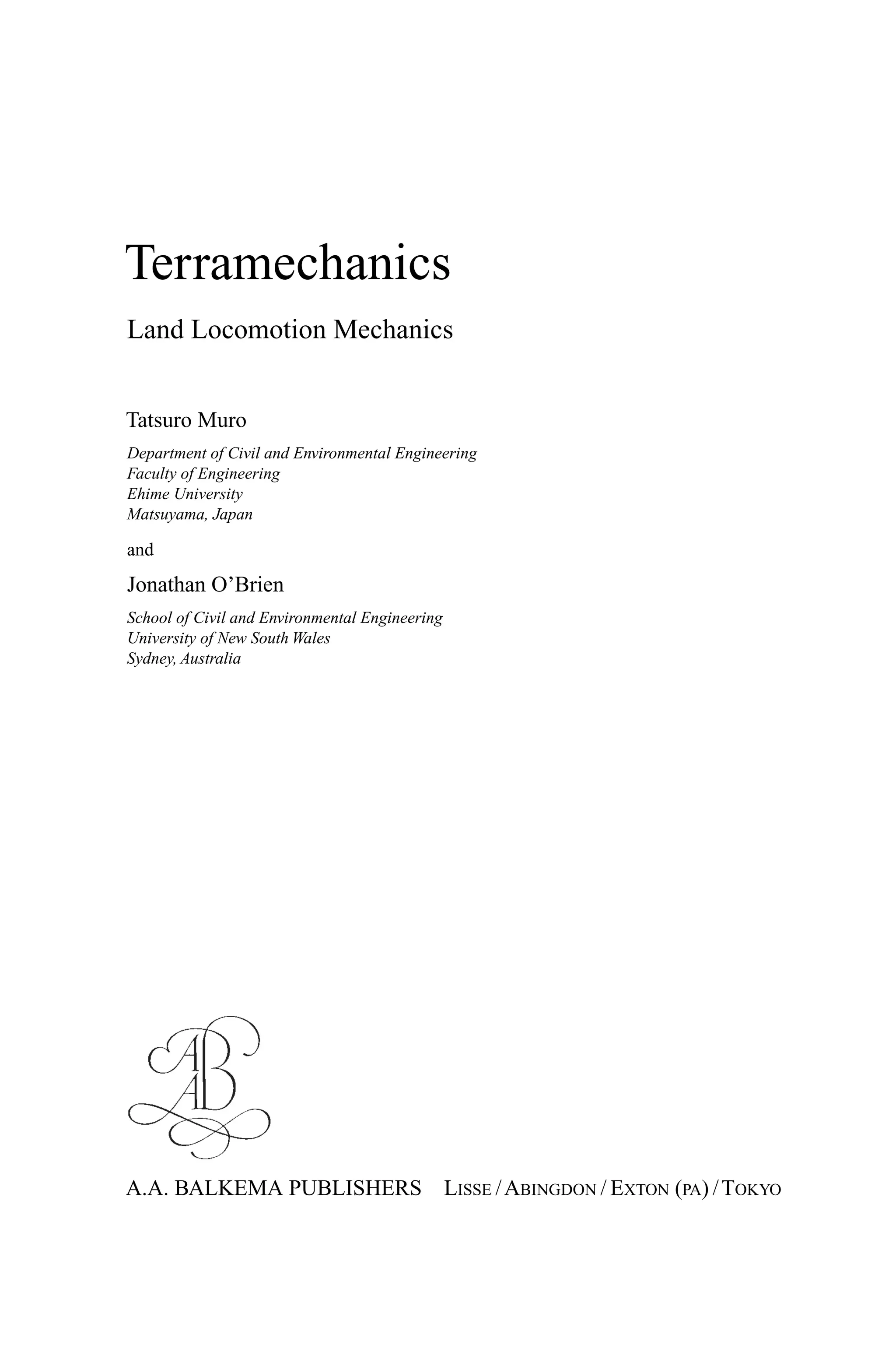 Muro & O'Brien Terramechanics - Land Locomotion Mechanics | PDF