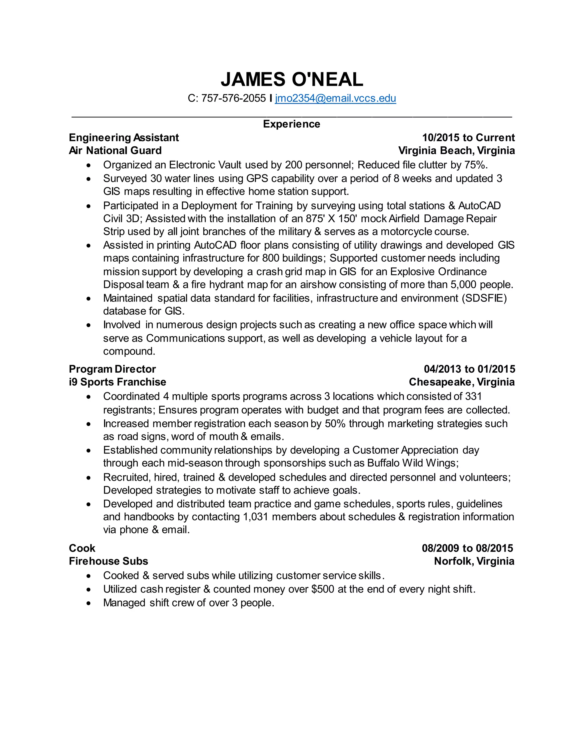 James O'Neal Resume | PDF