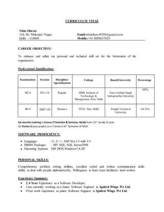 CV of Nitin | PDF