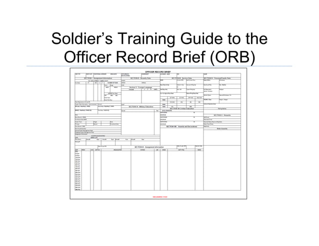 Soldier's Training Guide to the Officer Record Brief_02MAY12 | PDF