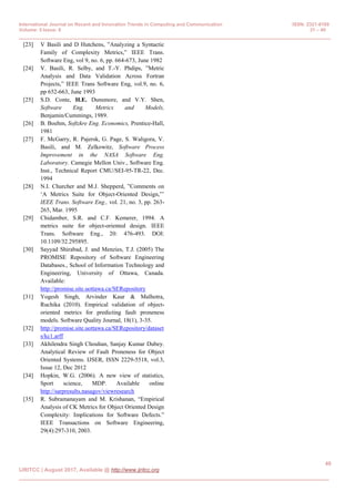 Identification, Analysis & Empirical Validation (IAV) of Object Oriented Design (OO) Metrics as ...