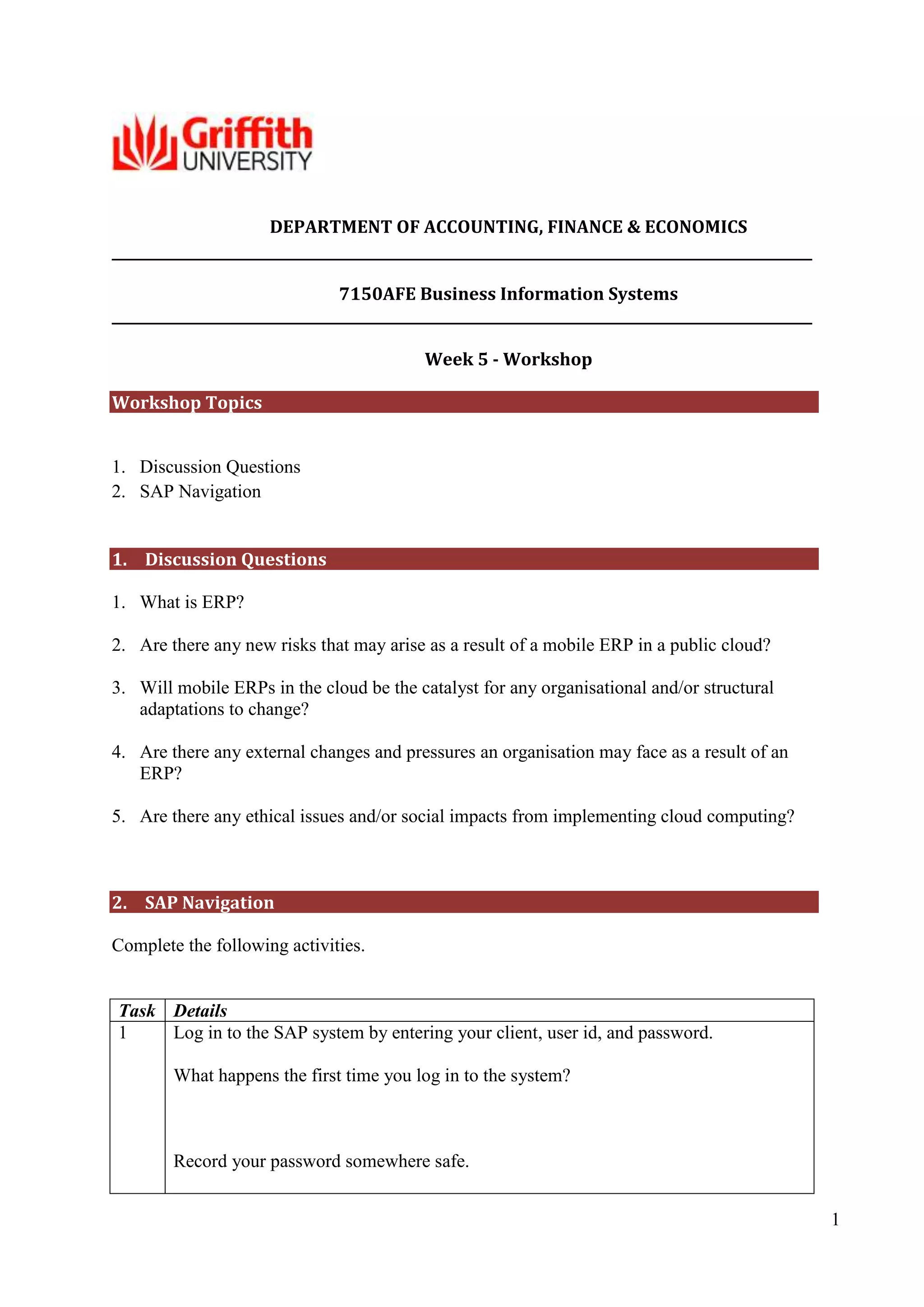 SAP Navigation Workshop | PDF