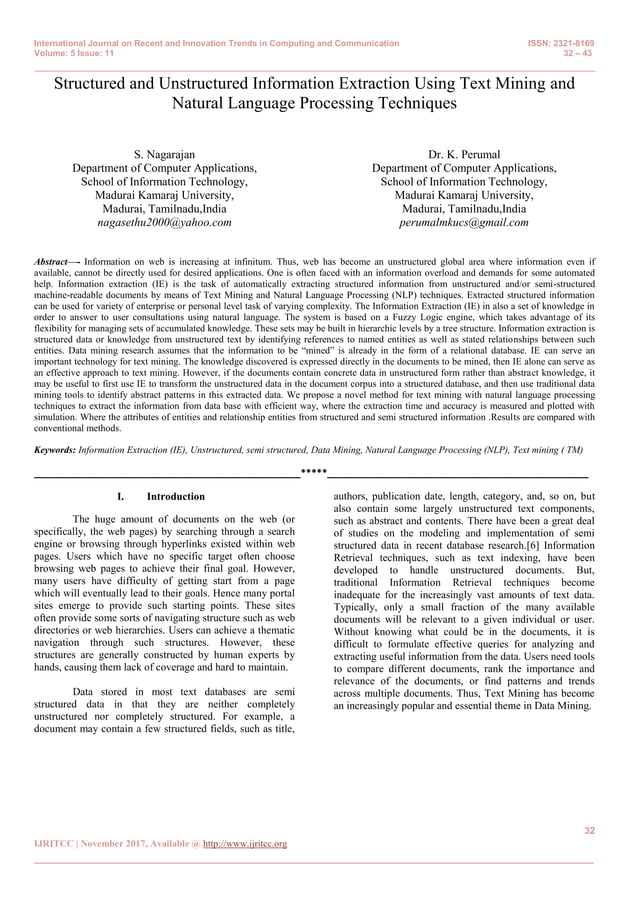Structured And Unstructured Information Extraction Using Text Mining