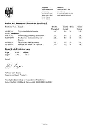 Masters Academic Transcript | PDF