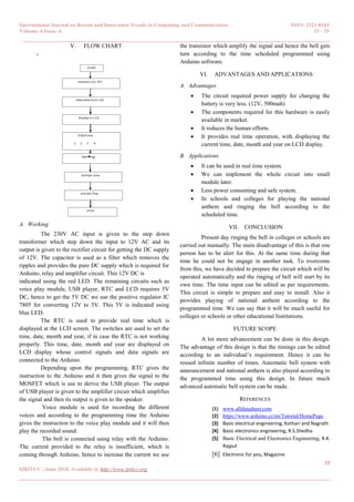 Arduino based Real Time Clock with Ringing of Bell and National Anthem ...