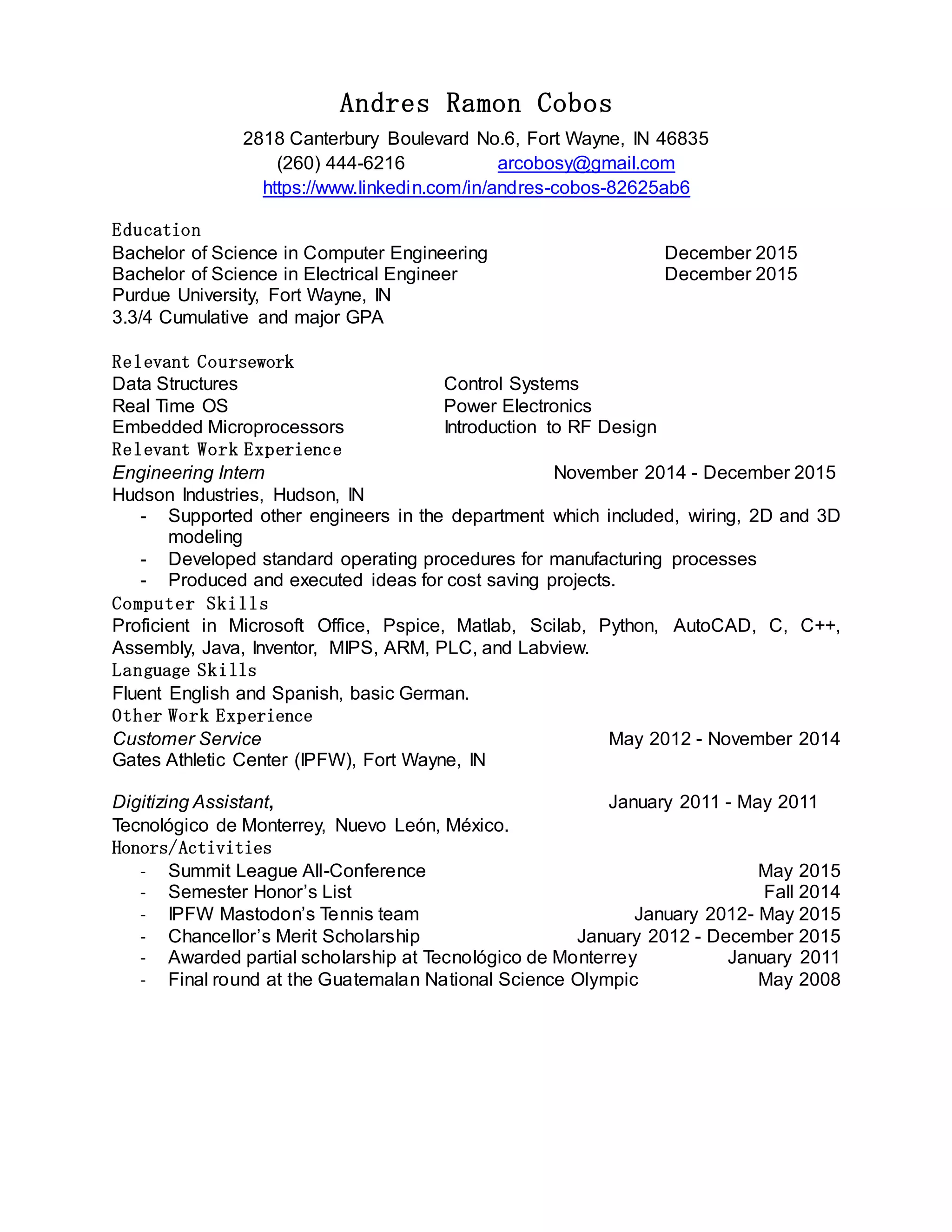 Cobos Resume 2016 | DOCX