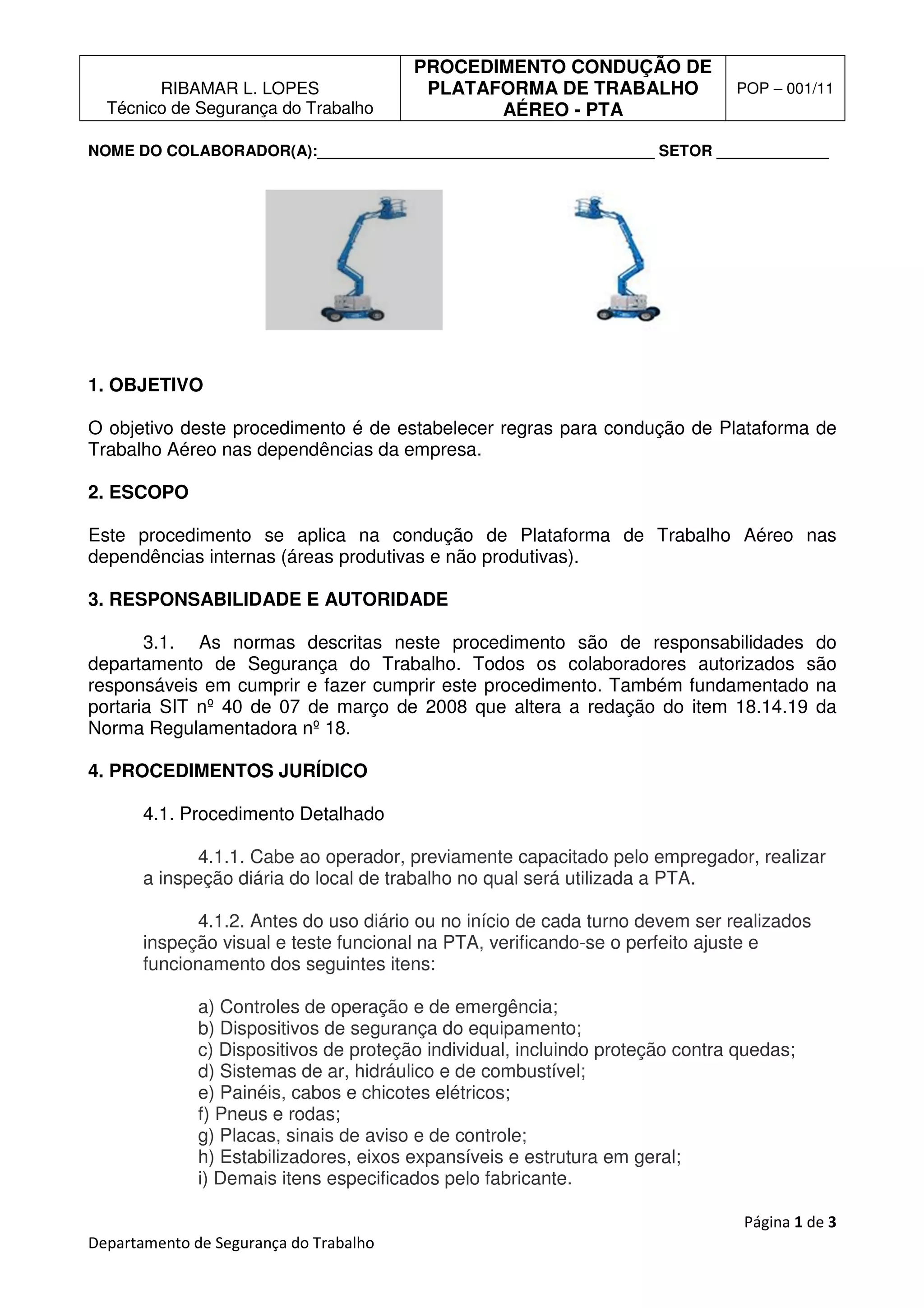 71562491 procedimento-operacional-para-plataforma-de-trabalho-aereo ...
